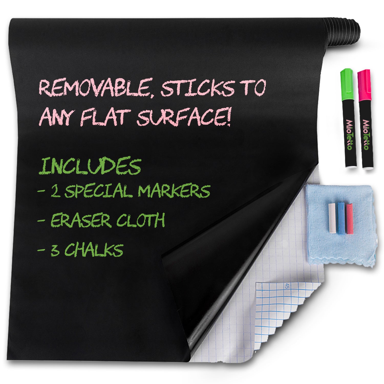 MioTetto Chalkboard Paper | Large Size + Markers & Eraser